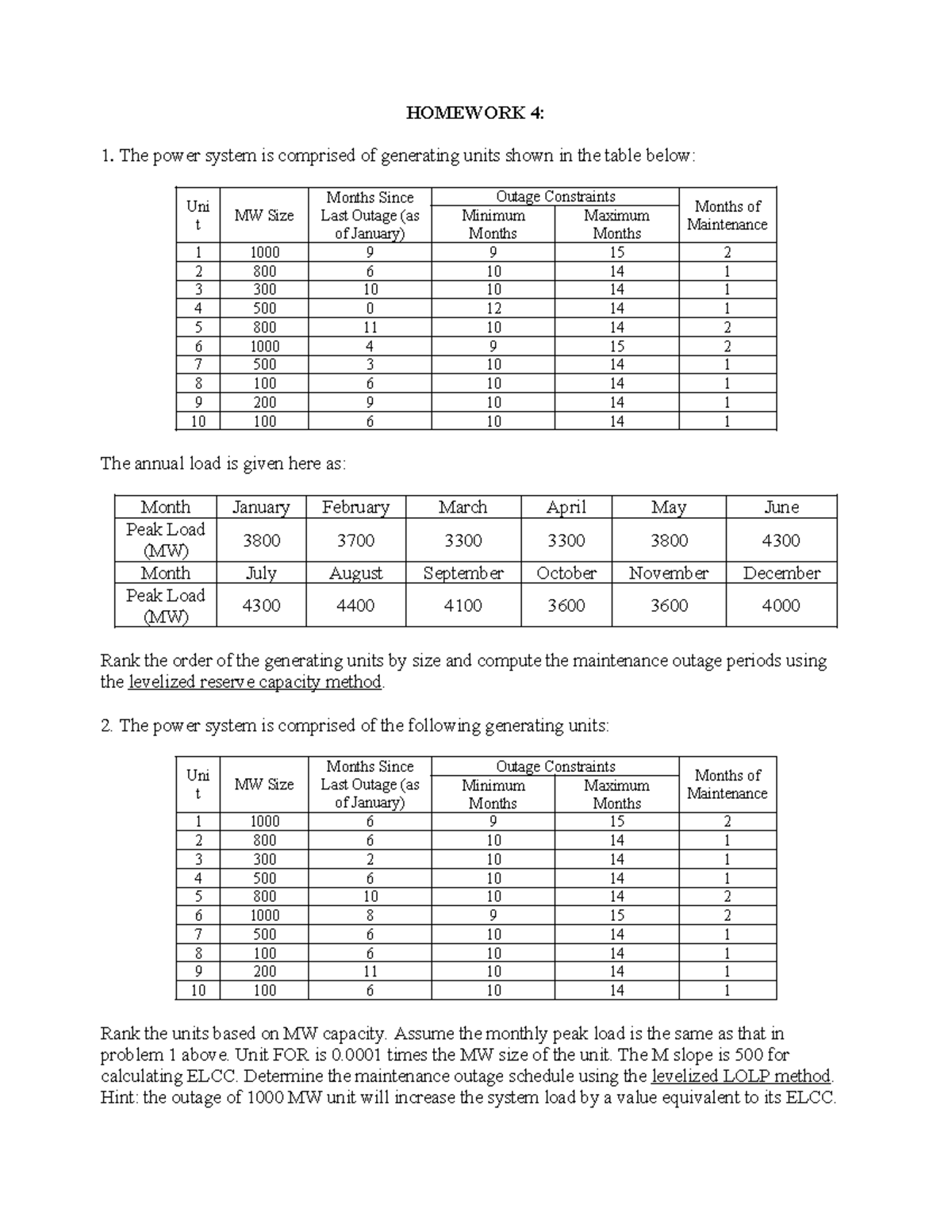 HW 4 - Homework assignments #4.1 and 4.2 - HOMEWORK 4: 1. The power ...