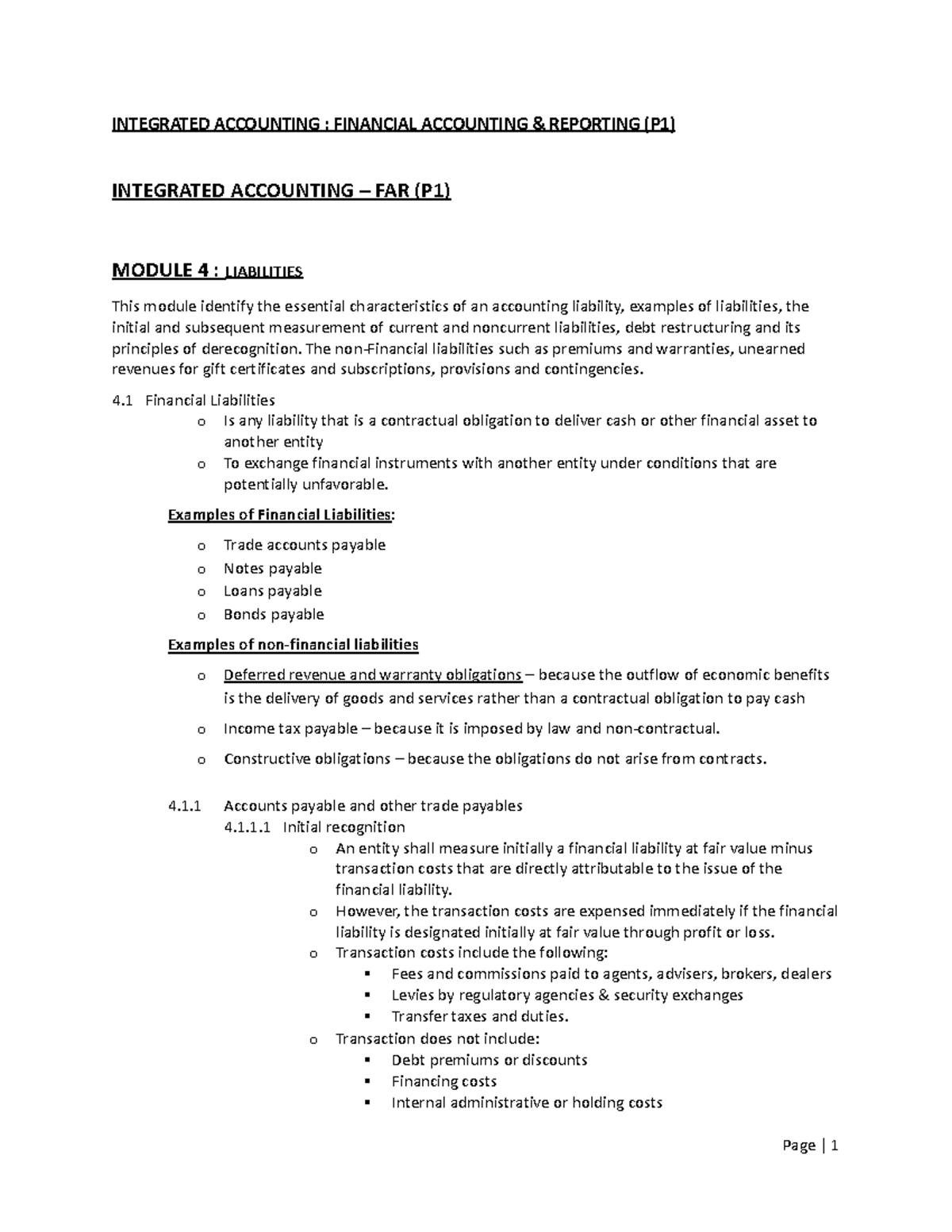 Lecture Module 4 Practice Integrated Accounting Financial 6499