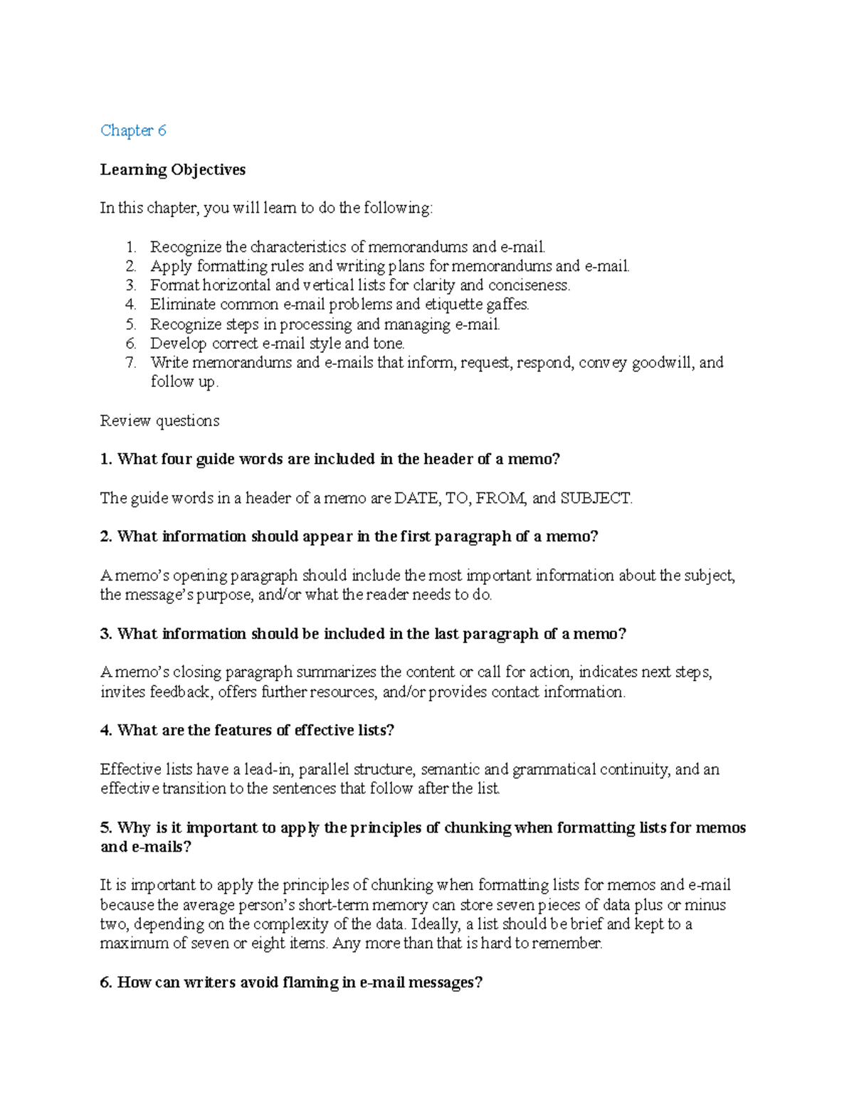 Chapter 6 comm 205 final exam - Chapter 6 Learning Objectives In this ...