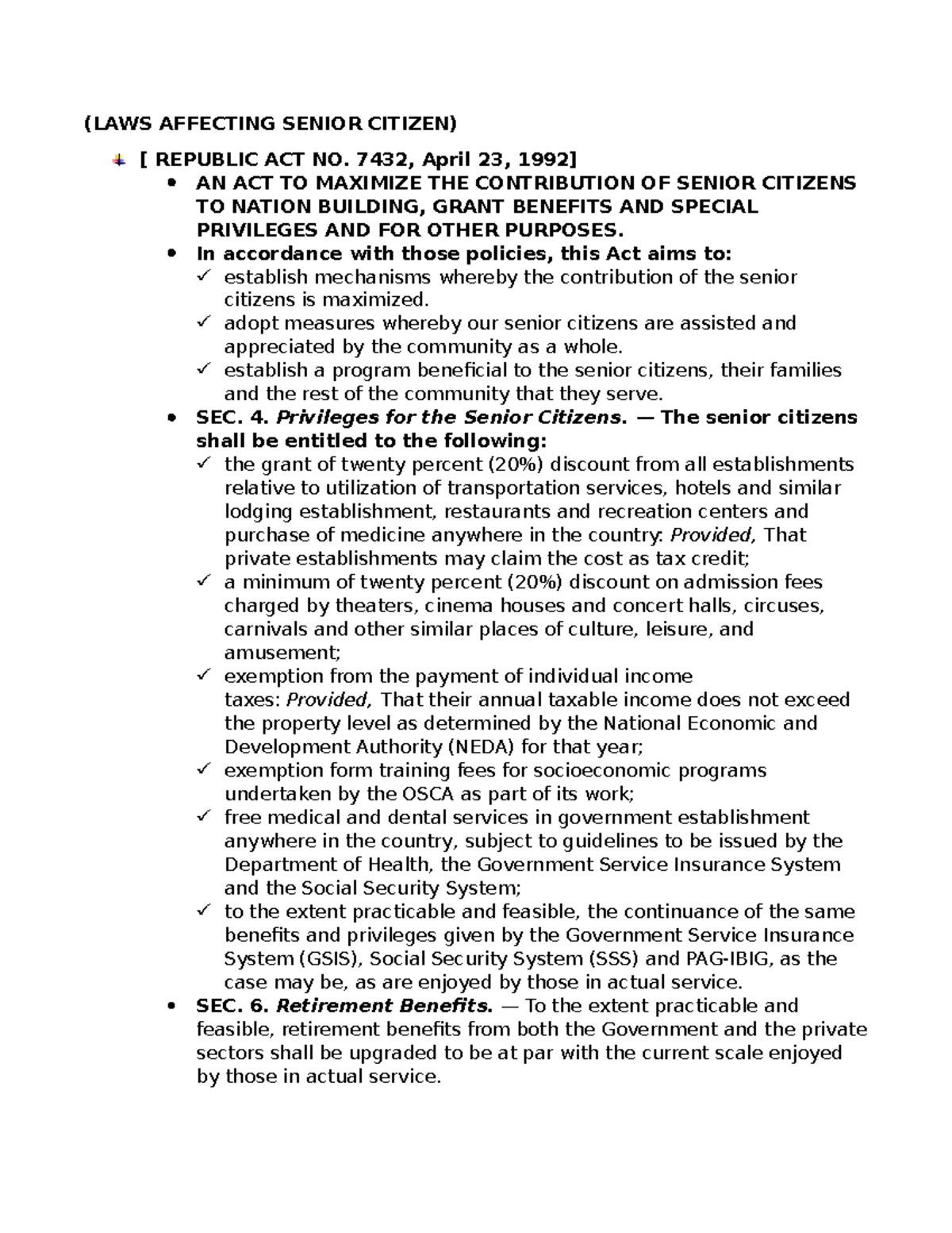 LAWS Affecting Senior Citizens - (LAWS AFFECTING SENIOR CITIZEN ...