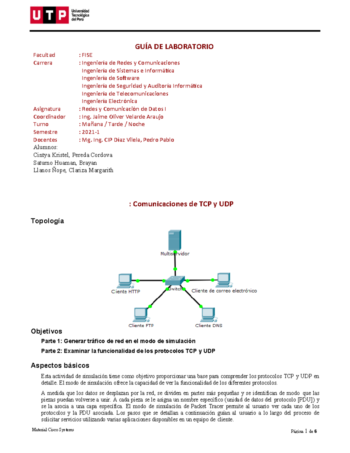 S12s2-lab-comunicaciones-tcp-y-udp compress - Material Cisco Systems Página 1 de 6 Facultad ...