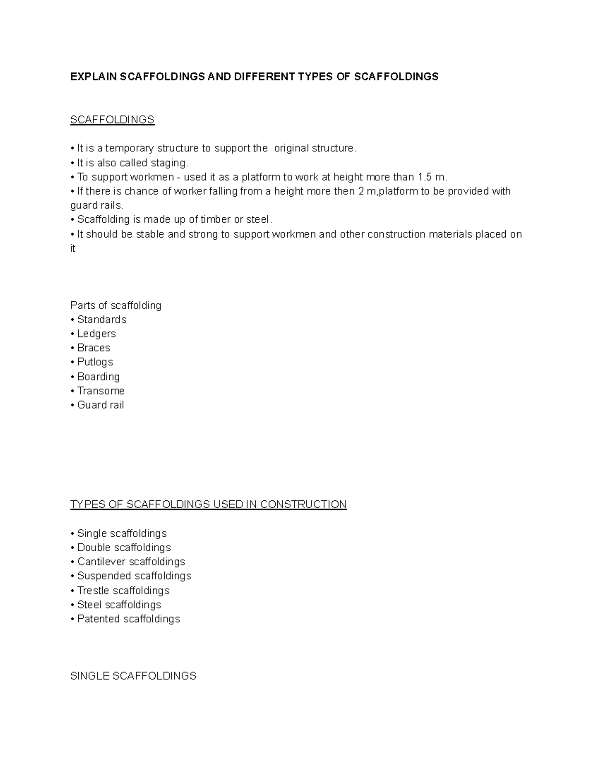 Scaffoldings - scaffolding - EXPLAIN SCAFFOLDINGS AND DIFFERENT TYPES ...