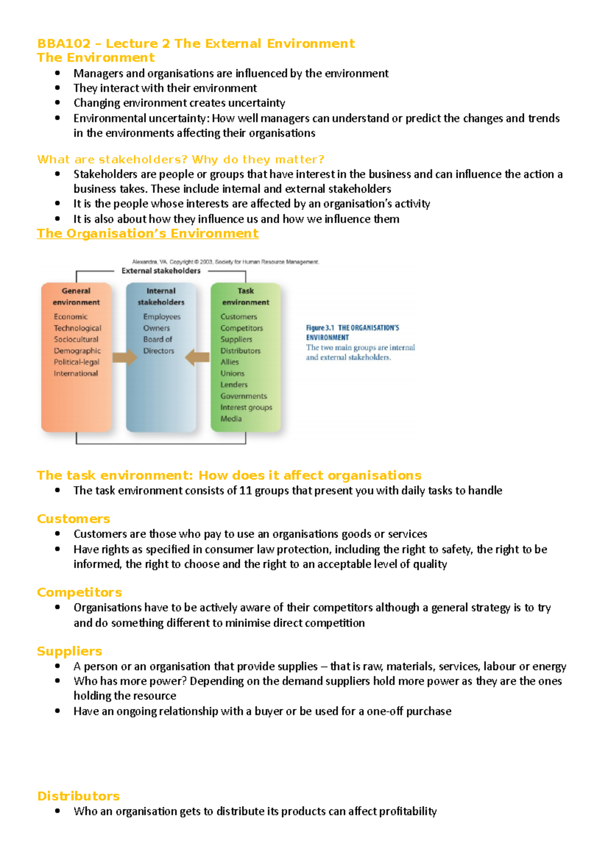 Lecture 2 The External Environment - BBA102 – Lecture 2 The External ...