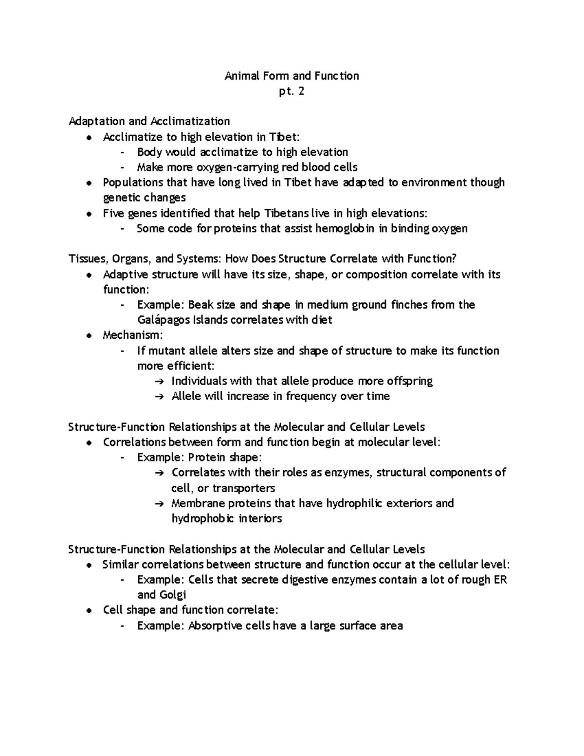 Animal Form and Function pt. 2 - 2 Adaptation and Acclimatization ...