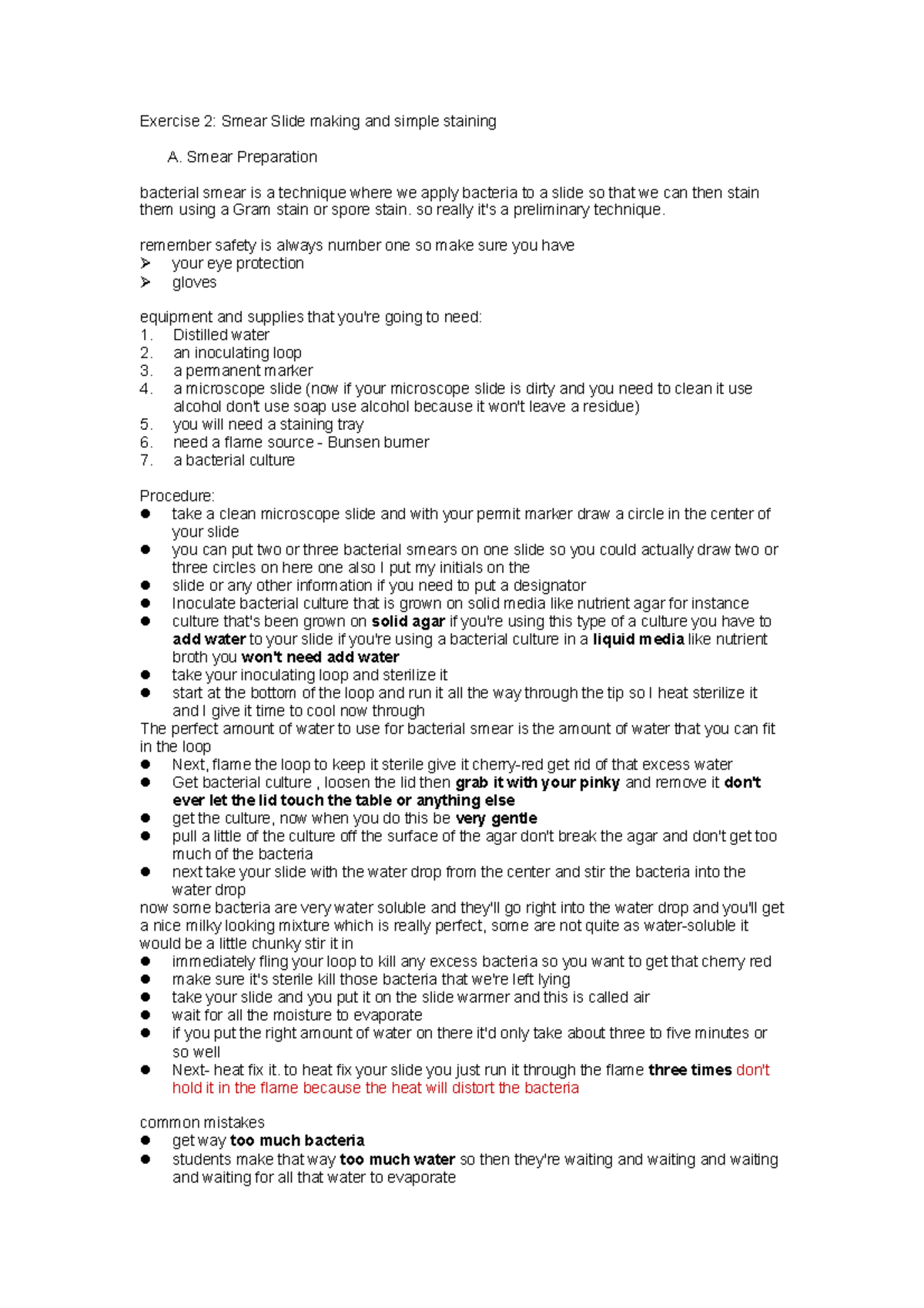 Smear preparation - Culture from solid media: Using a sterile pipette ...