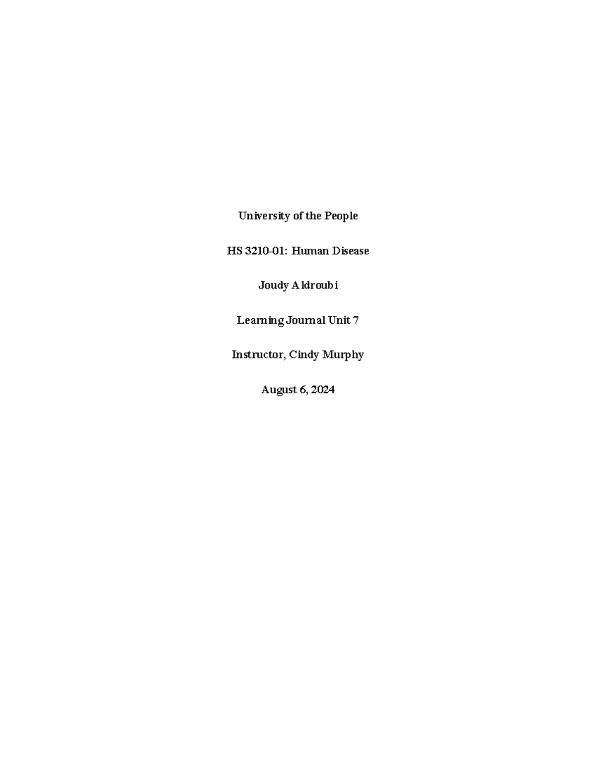 LJ7 Human - A short assignment please paraphrase - University of the ...