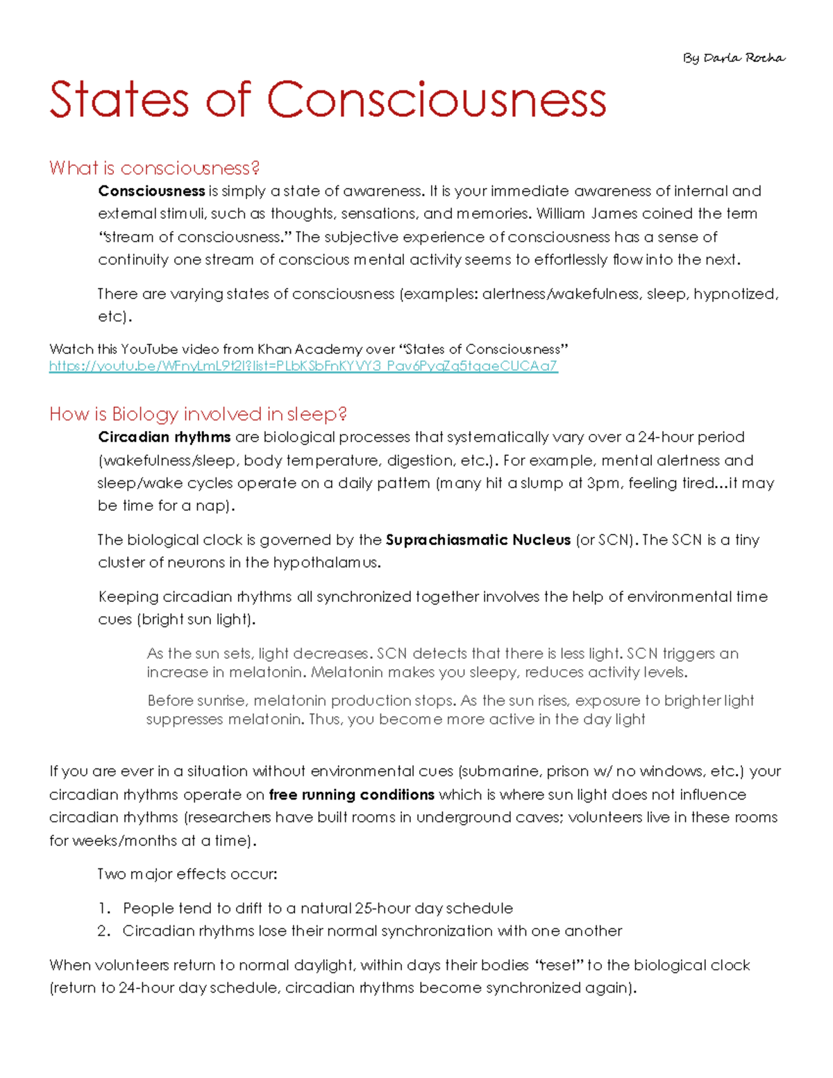 States of Consciousness- Notes - States of Consciousness What is ...