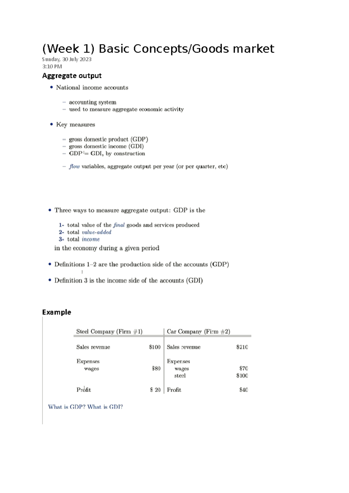(Week 1) Basic Concepts - (Week 1) Basic Concepts/Goods market Sunday, 30 July 2023 3:10 PM ...