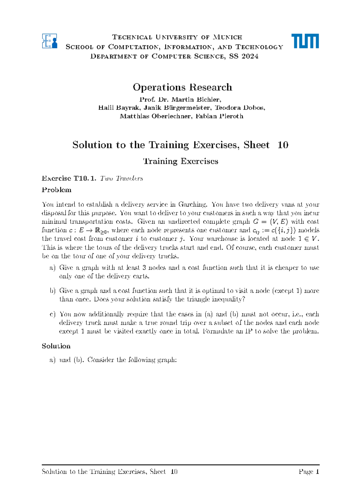 Exercise Sheet 10 Solution - Technical University of Munich School of ...
