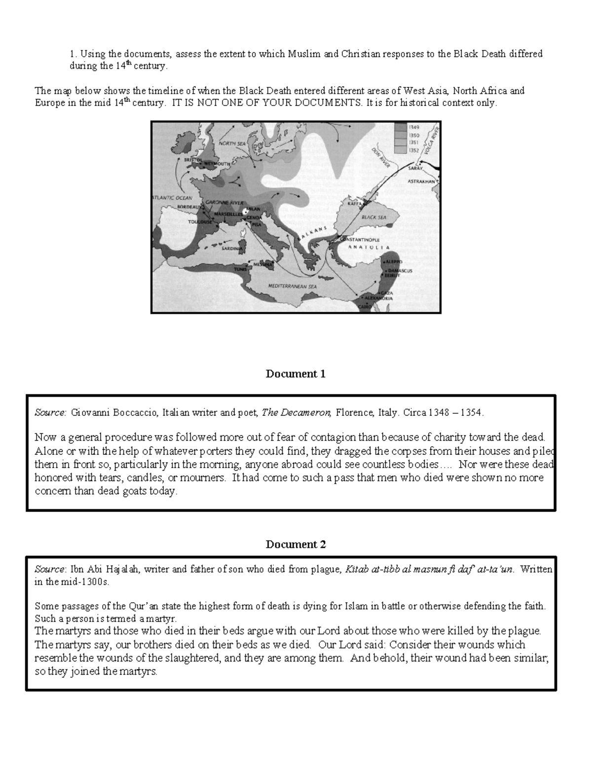 Black-death-dbq - Dbq - 1. Using the documents, assess the extent to ...
