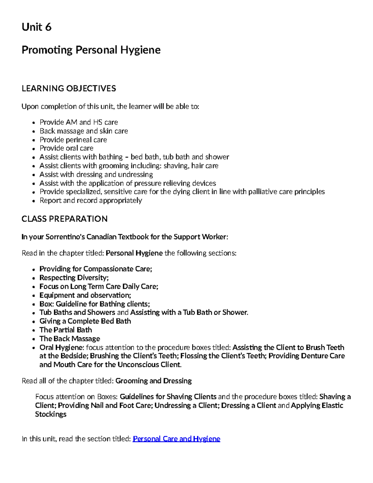 Dsdsdsddd - HCA DIG SYSTEM - Unit 6 Promong Personal Hygiene LEARNING ...