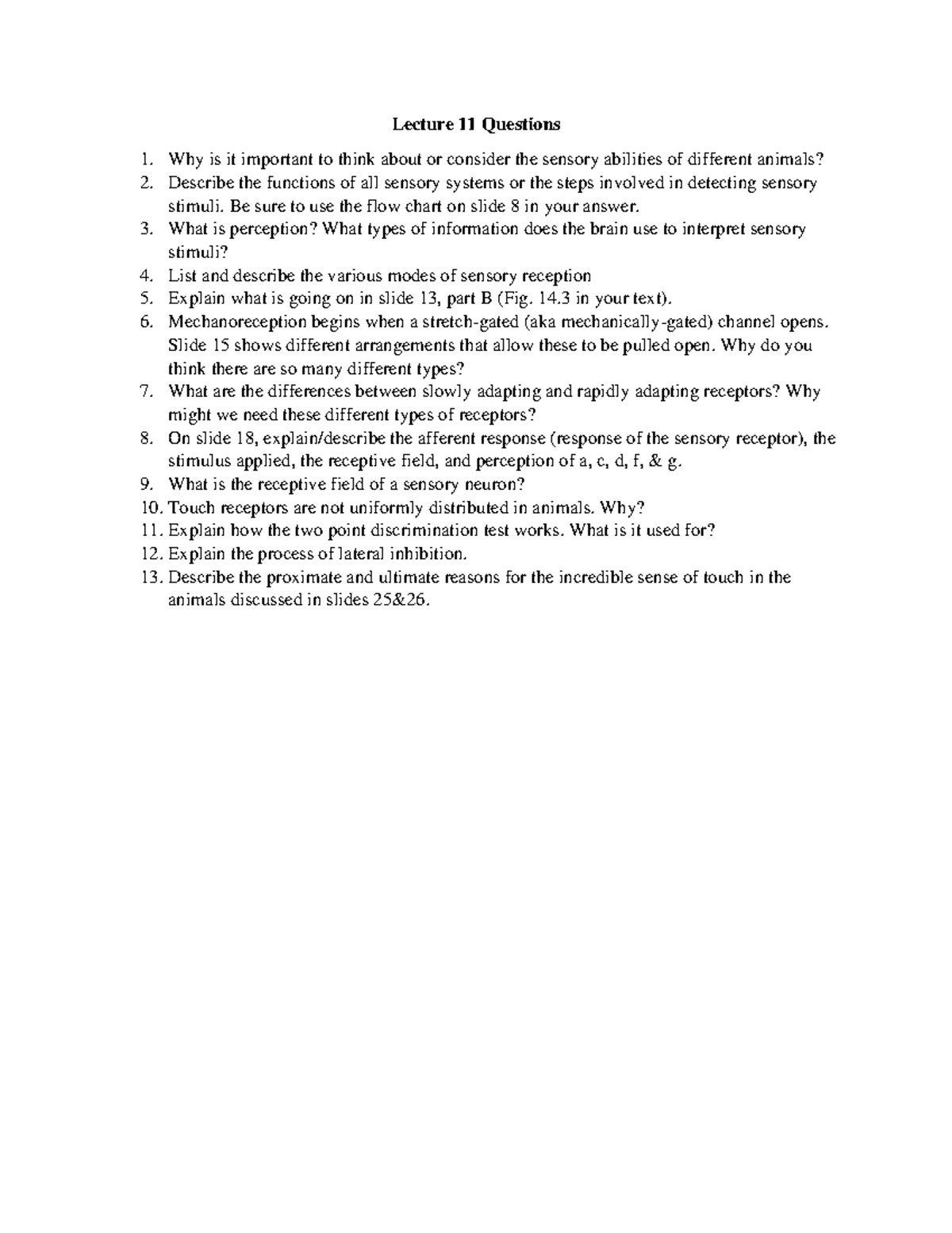 Lecture 11 Questions - Lecture 11 Questions Why is it important to ...