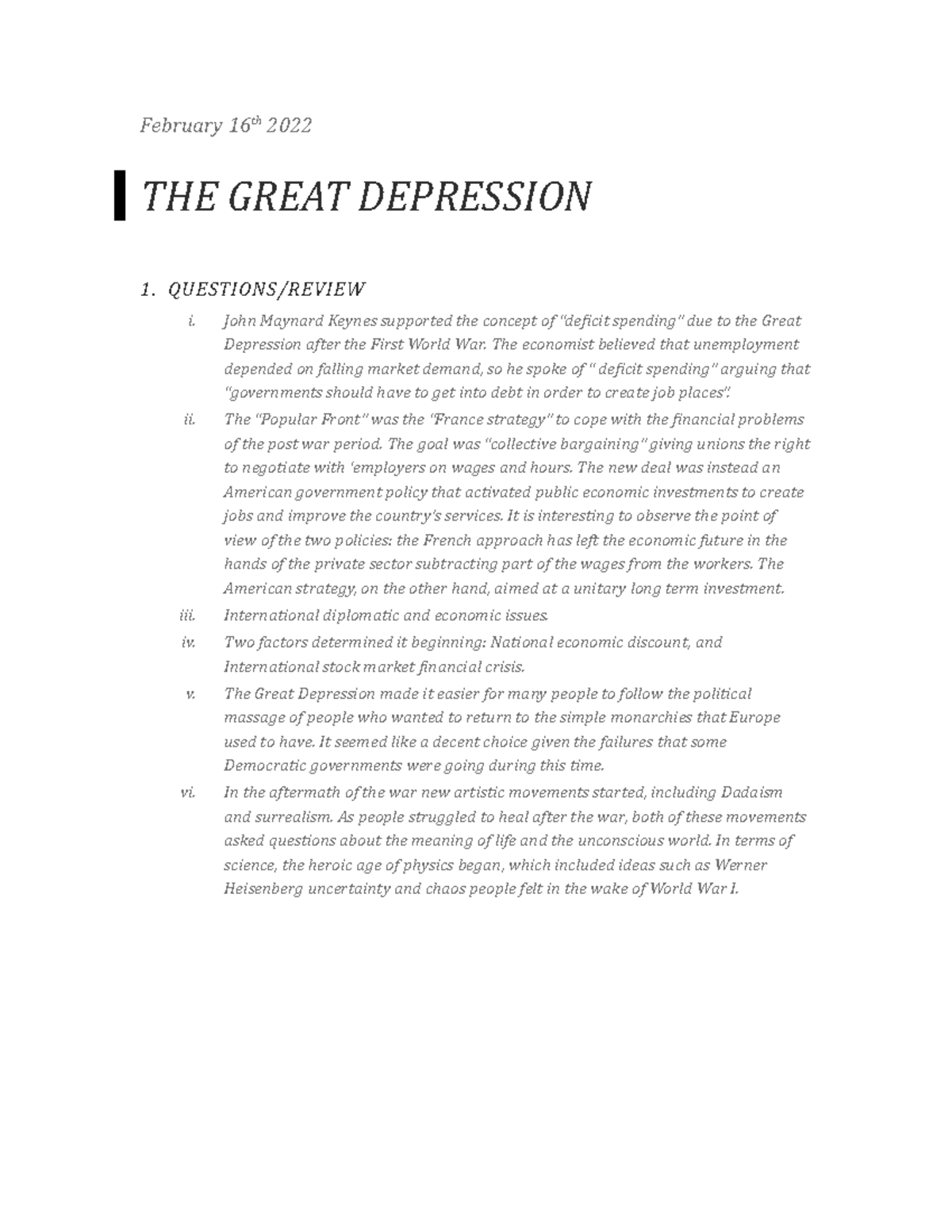 Great Depression (Pg. 676) - February 16th 2022 THE GREAT DEPRESSION 1 ...