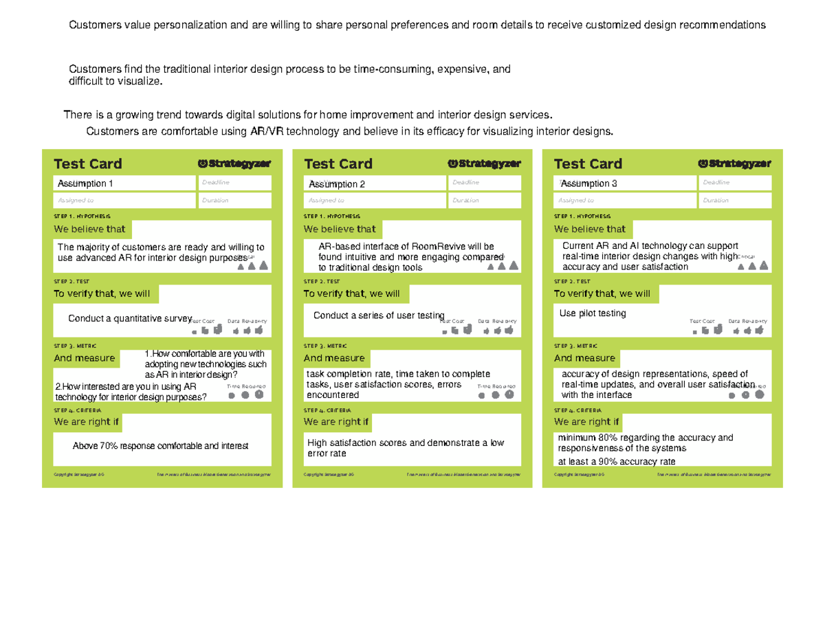 Test Cards - Test Card We believe that step 1 : hypothesis And measure ...