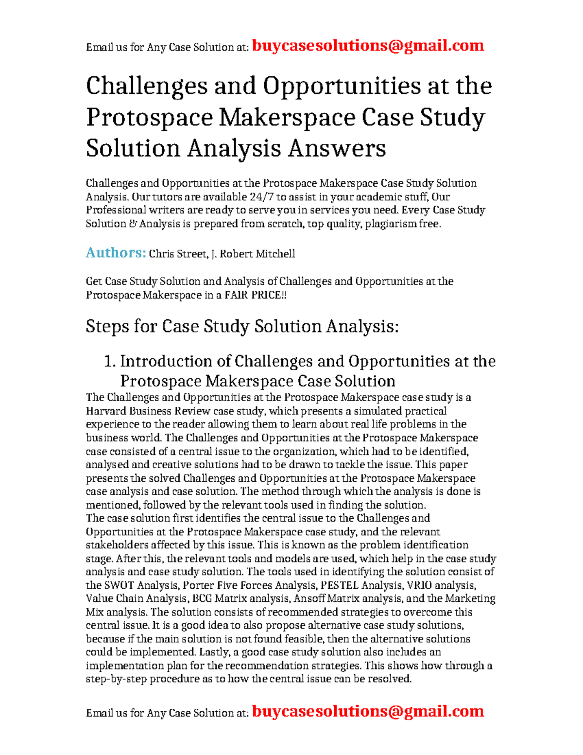 Case Solution Challenges and Opportunities at the Protospace Makerspace - Challenges and - Studocu