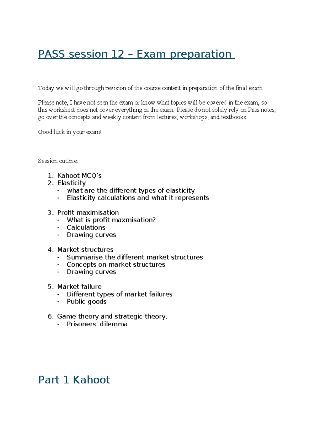 PASS session 12 - ANS-1 - practice questions - PASS session 12 – Exam ...