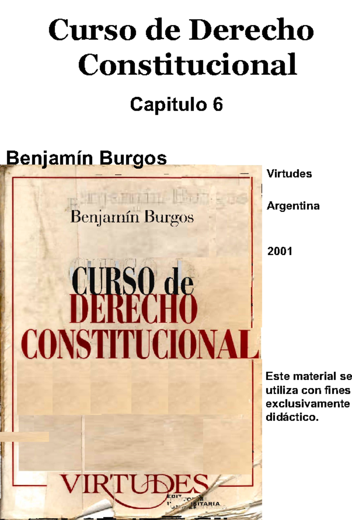 derecho constitucional - Curso de Derecho Constitucional Capitulo 6 Benjamín Burgos Virtudes ...