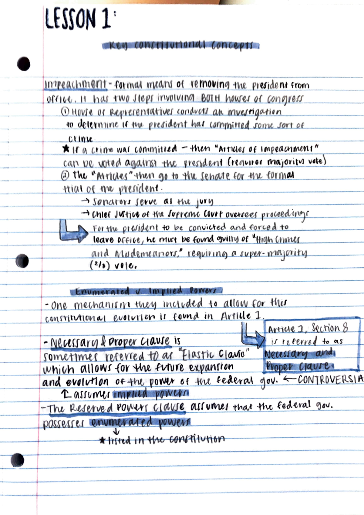 Chapter 2- US Constitution notes (required reading) - POLS 1101 - Studocu