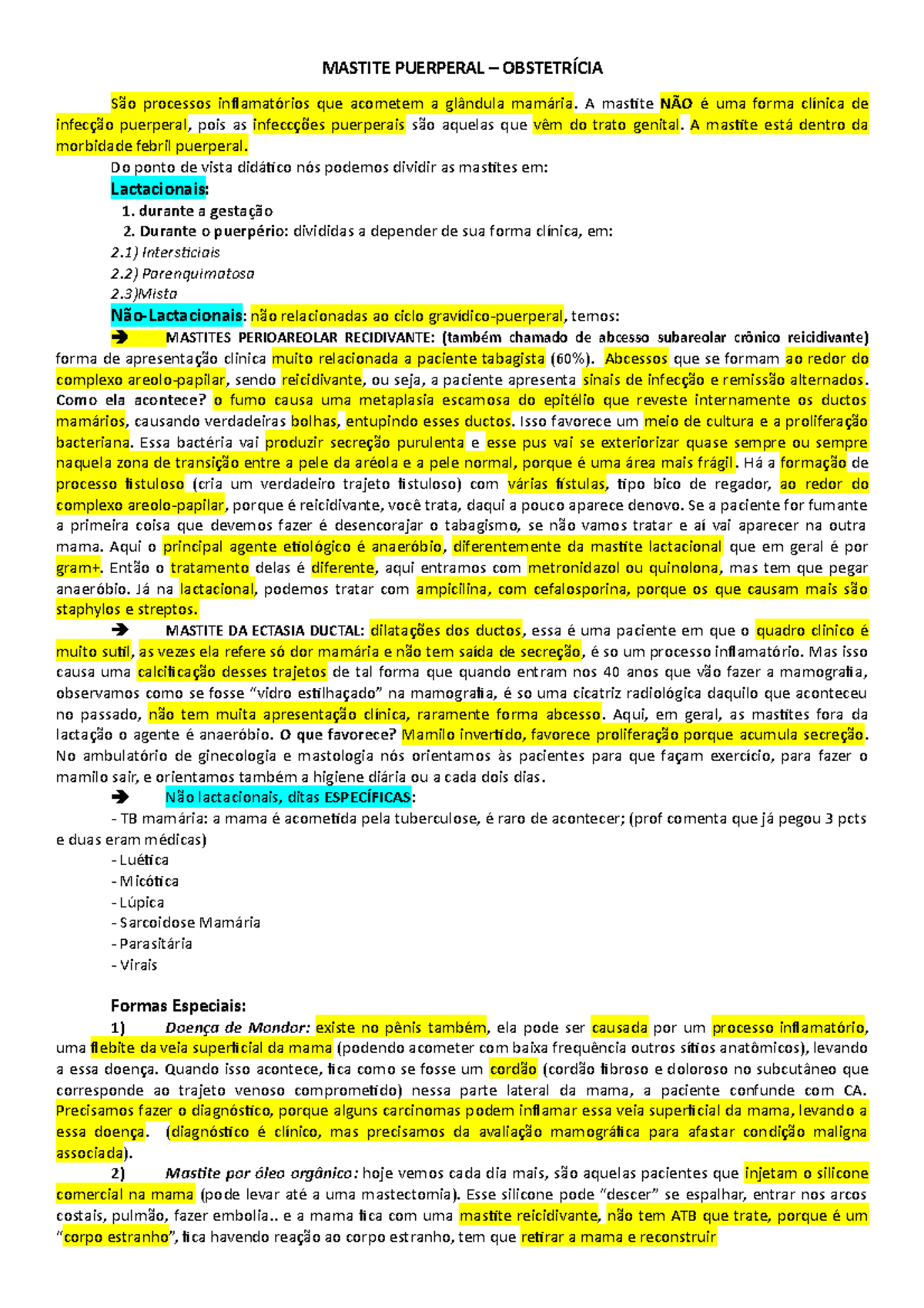 02 - Mastite Puerperal - Aulas professor arimateia - MASTITE PUERPERAL ...