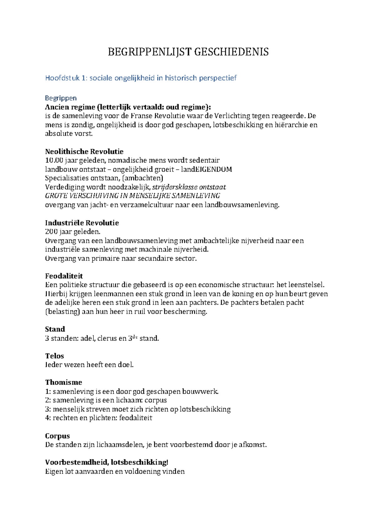 Begrippenlijst + lijnen -geschiedenis - BEGRIPPENLIJST GESCHIEDENIS Hoofdstuk 1: sociale - Studocu