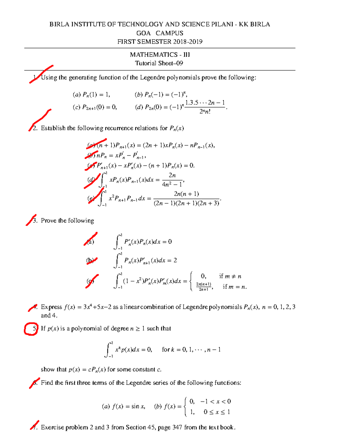 Tutorial-9 - Tutorial 9 info - Mathematics III - BITS Pilani - Studocu