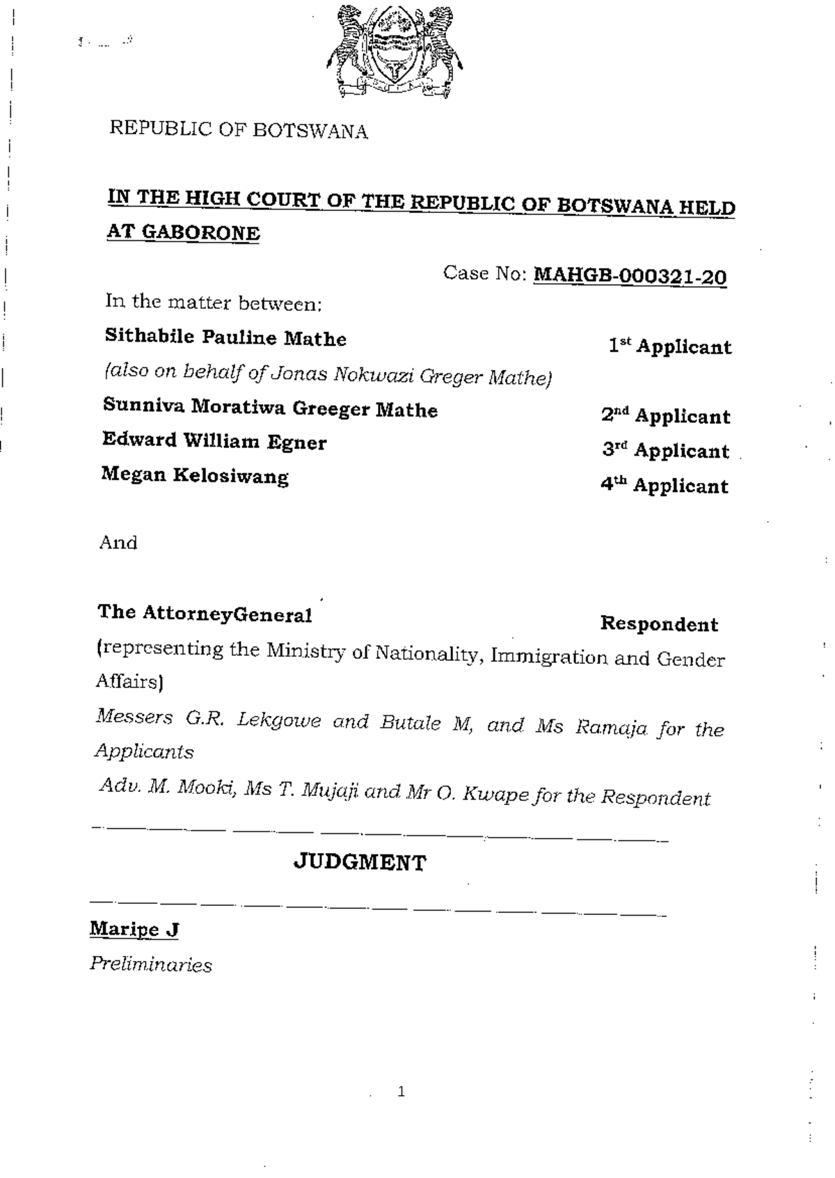 Sithabile P Mathe Ors v - CASE - Constitutional Law - Studocu