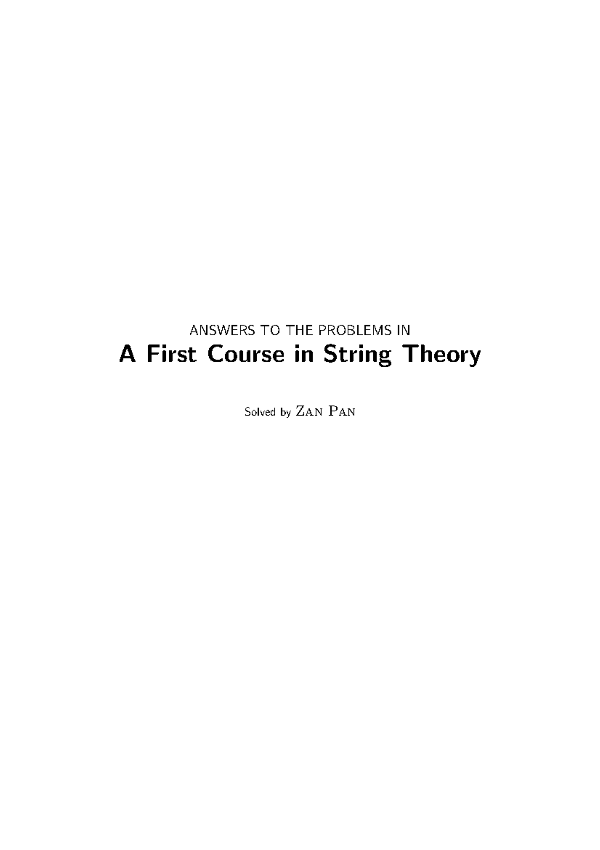 String - solutions - ANSWERS TO THE PROBLEMS IN A First Course in ...