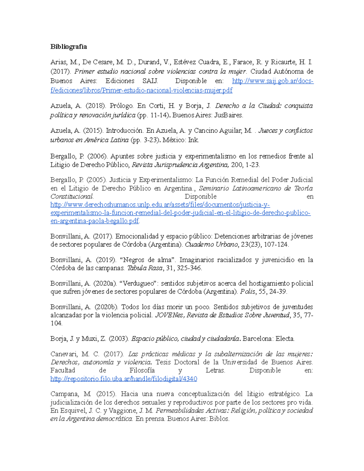 Referencias de los libros - Bibliografía Arias, M., De Cesare, M. D ...