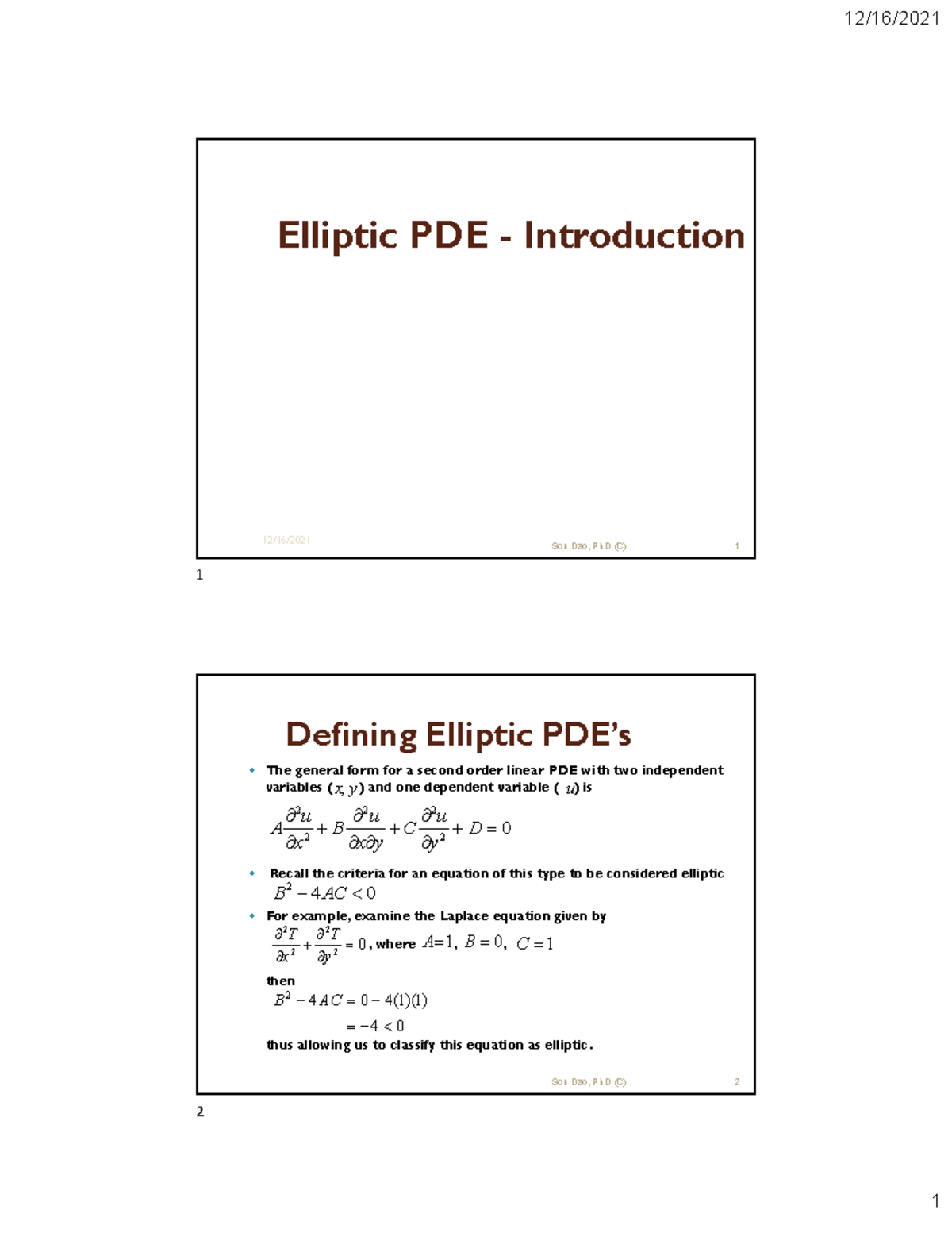 Pde-elliptic - Lecture notes 15 - 12/16/ Elliptic PDE - Introduction ...