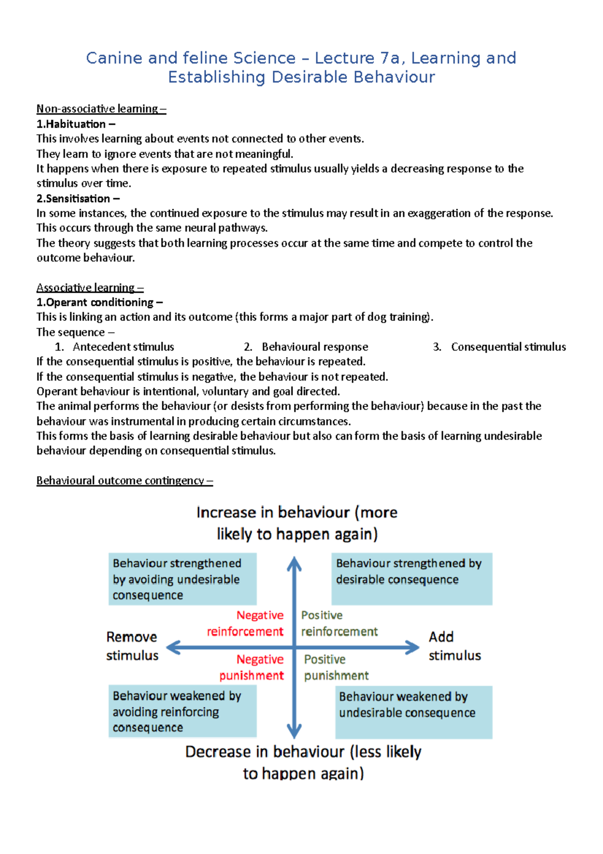 Canine and Feline Science Lecture 7a - Canine and feline Science ...