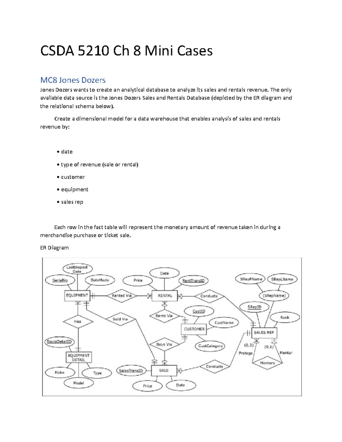 Ch 8 Mini Cases Solutions - CSDA 5210 Ch 8 Mini Cases MC8 Jones Dozers Jones Dozers wants to ...