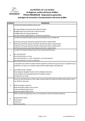 Examen, preguntas y respuestas - DERECHO ADMINISTRATIVO I EXAMENES ANTERIORES las referencias a ...