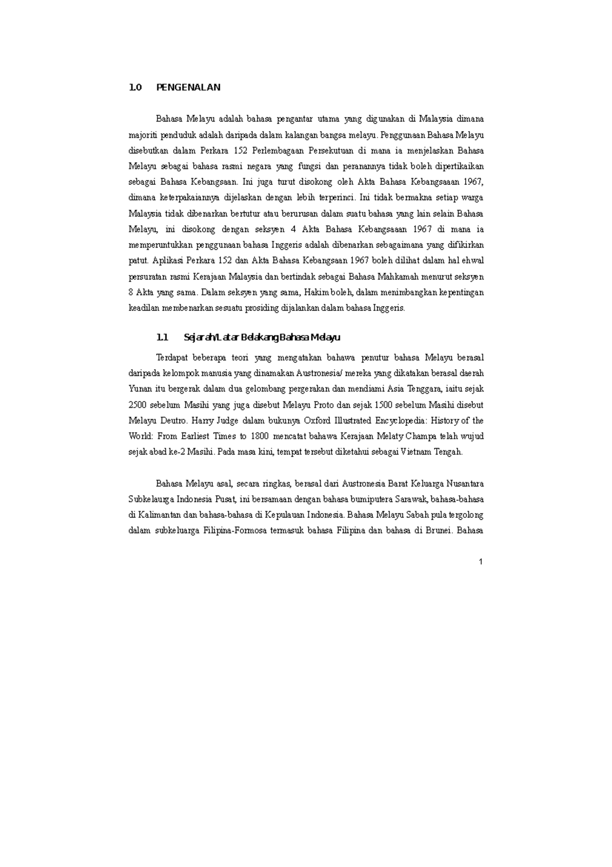 Deraf tugasan berpasangan - 1 PENGENALAN Bahasa Melayu adalah bahasa ...