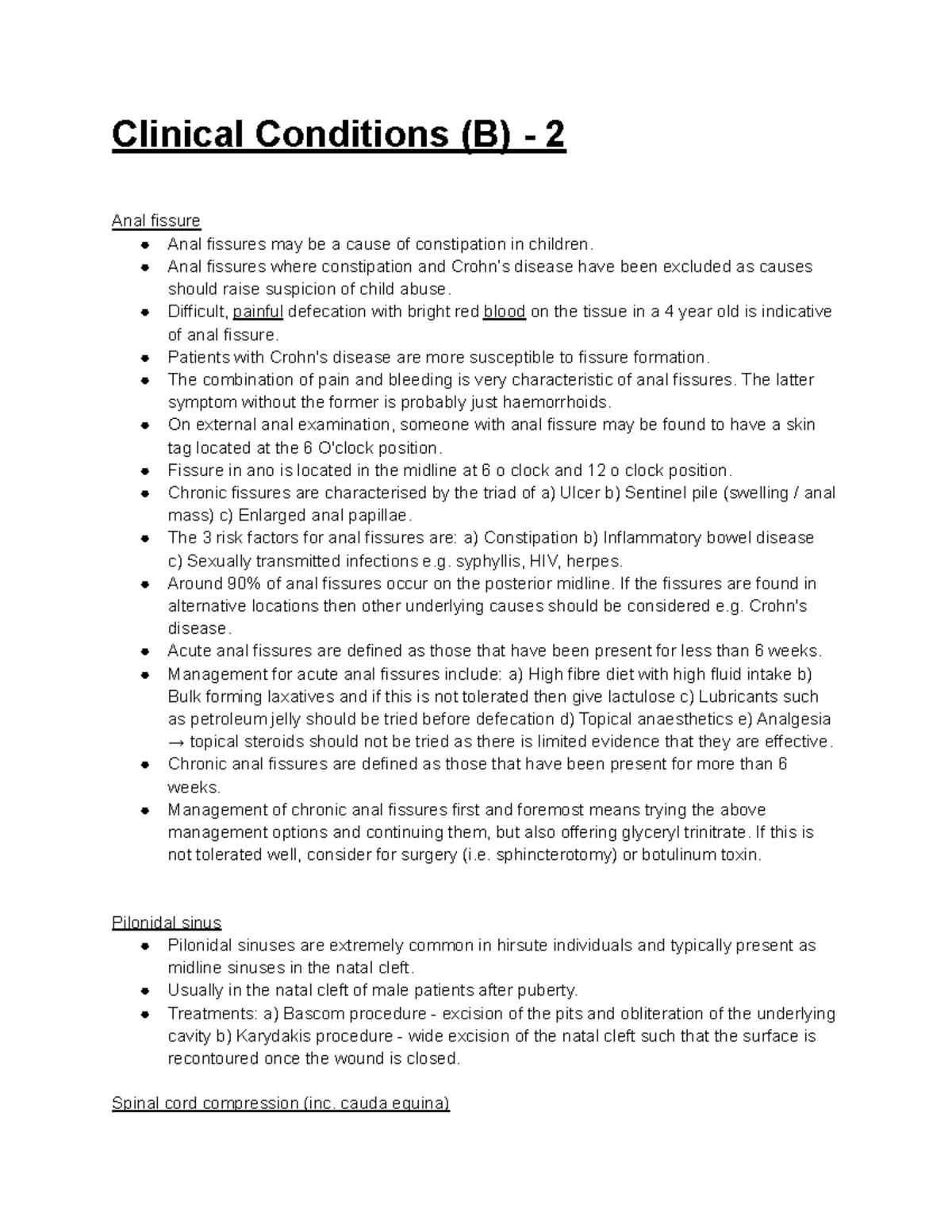 Clinical Conditions (B) - 2 - Anal fissures where constipation and ...