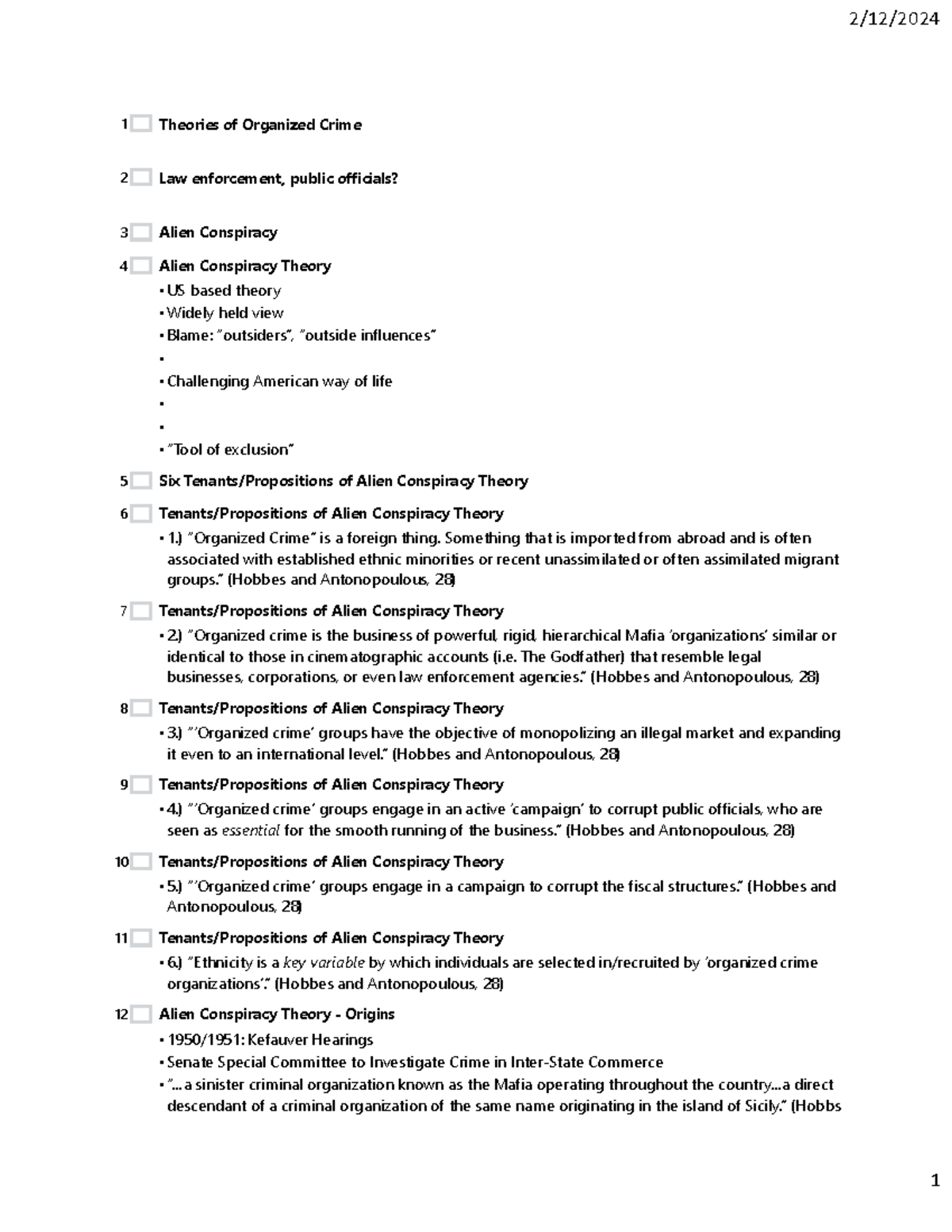 Lecture 2 3026 2024 - notes for class - Theories of Organized Crime Law ...