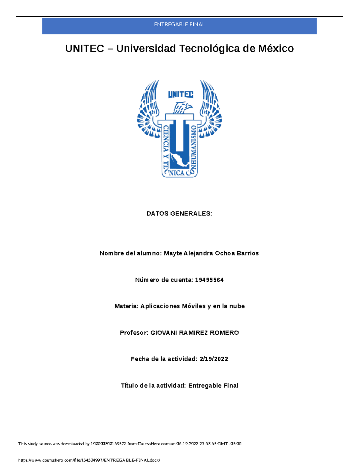 Entregable Final - UNITEC – Universidad Tecnológica de México DATOS ...