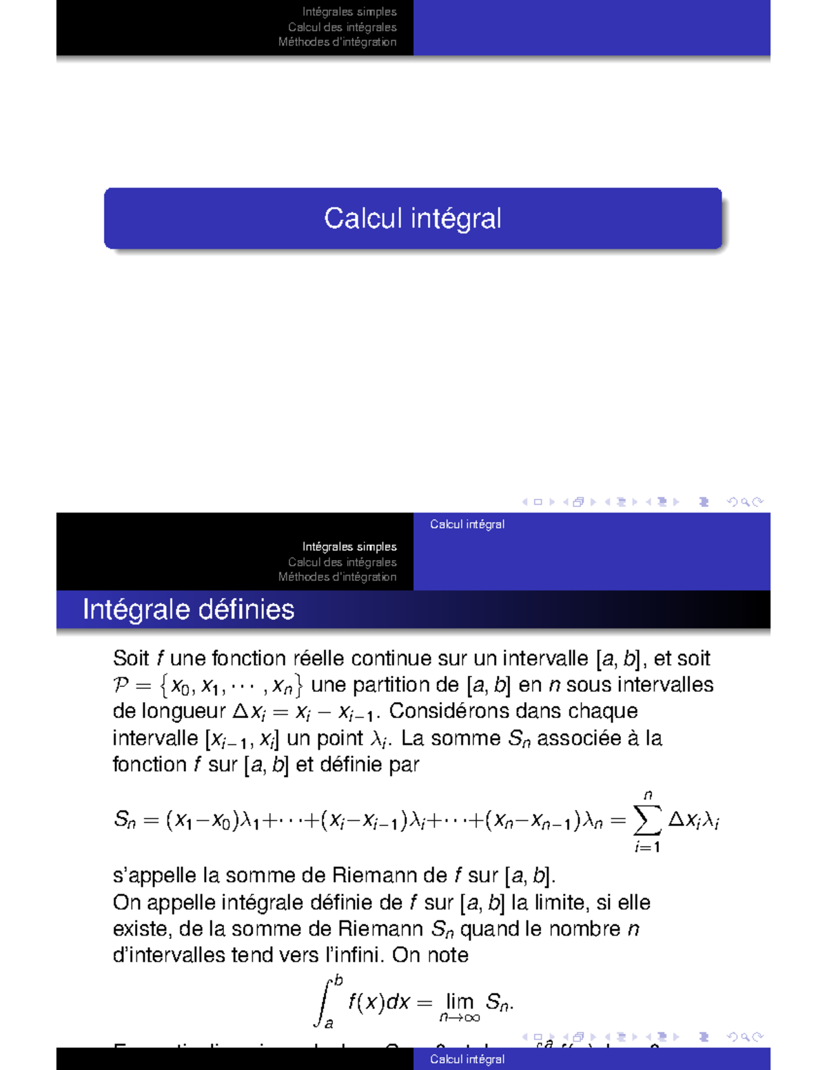 Calcul intégral - Calcul des intégrales Méthodes d’intégration Calcul ...