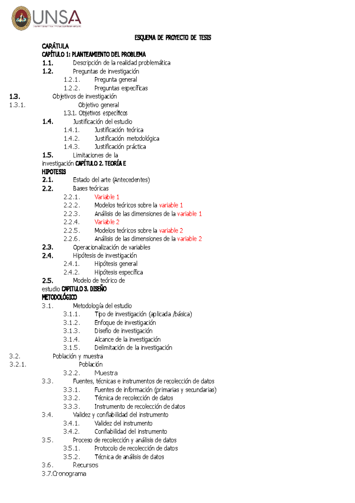 Tesis estructura general - ESQUEMA DE PROYECTO DE TESIS CARÁTULA ...