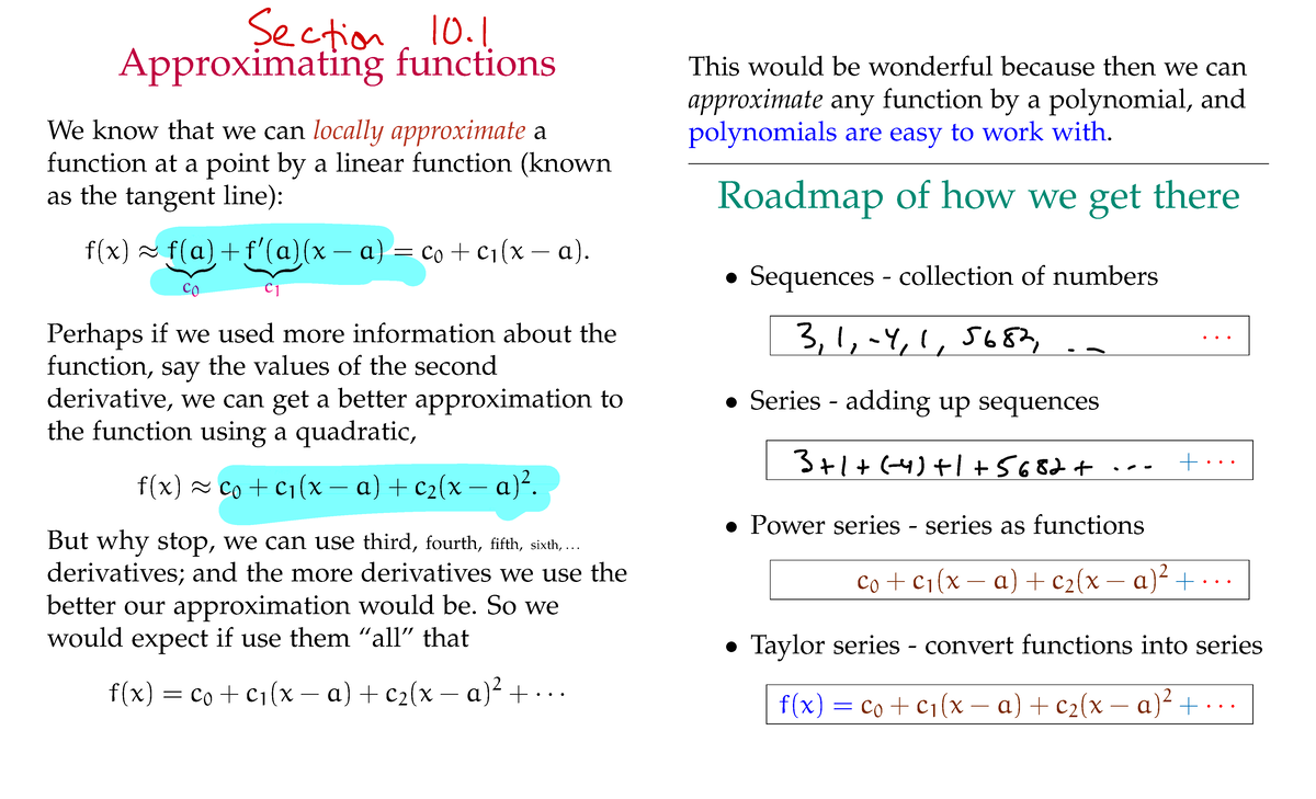 166 Session 23 notes - Approximating functions We know that we can ...