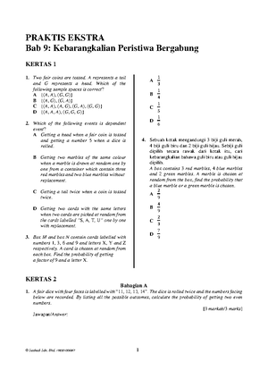 Analysis SPM Maths F4 C4 (Ans) - Form 4Form 4 CHAPTER 4 1 ξ A B A′ ∪ B Answer: B 2 The shaded ...