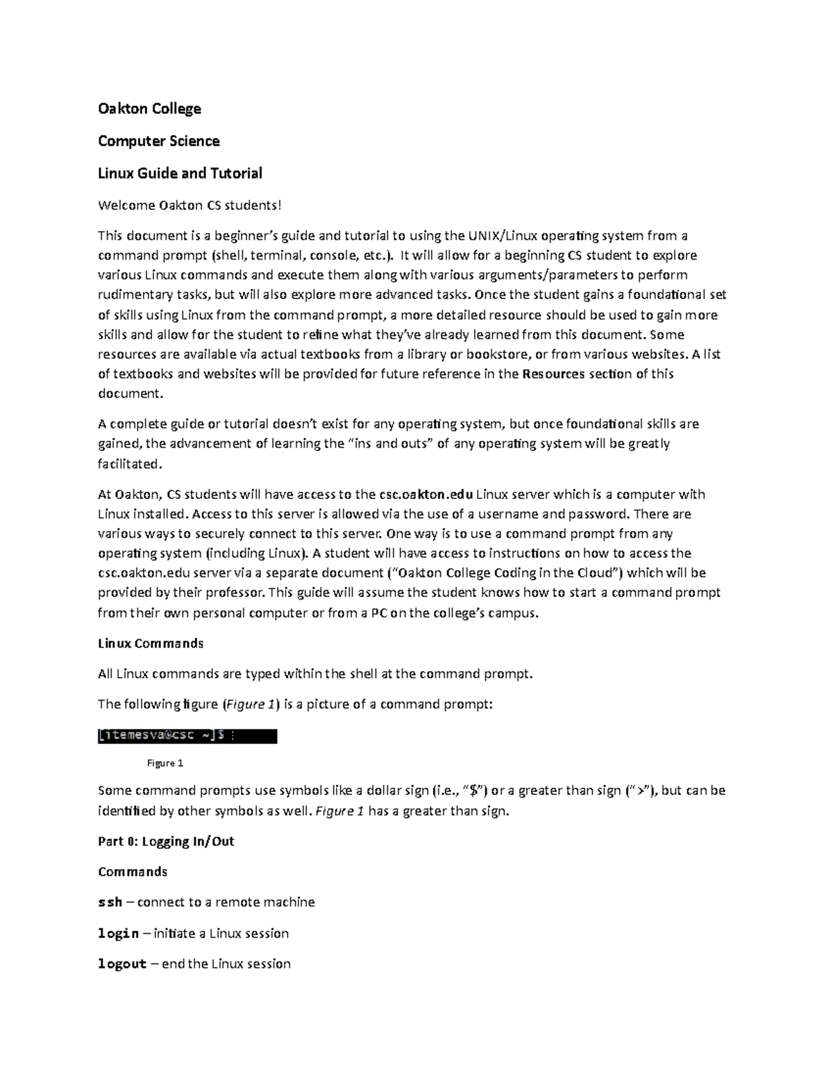 Oakton College Computer Science Linux Guide and Tutorial - Oakton ...