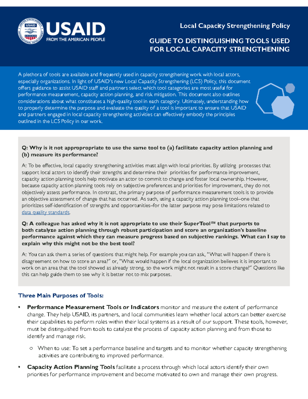 Distinguishing tools for lcs guide 508 - Local Capacity Strengthening ...