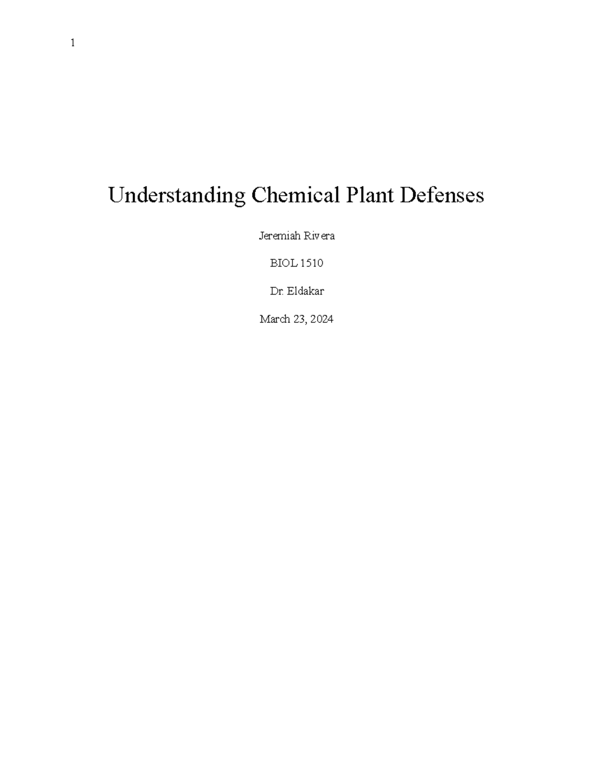 Understanding Chemical Plant Defenses - Understanding Chemical Plant ...
