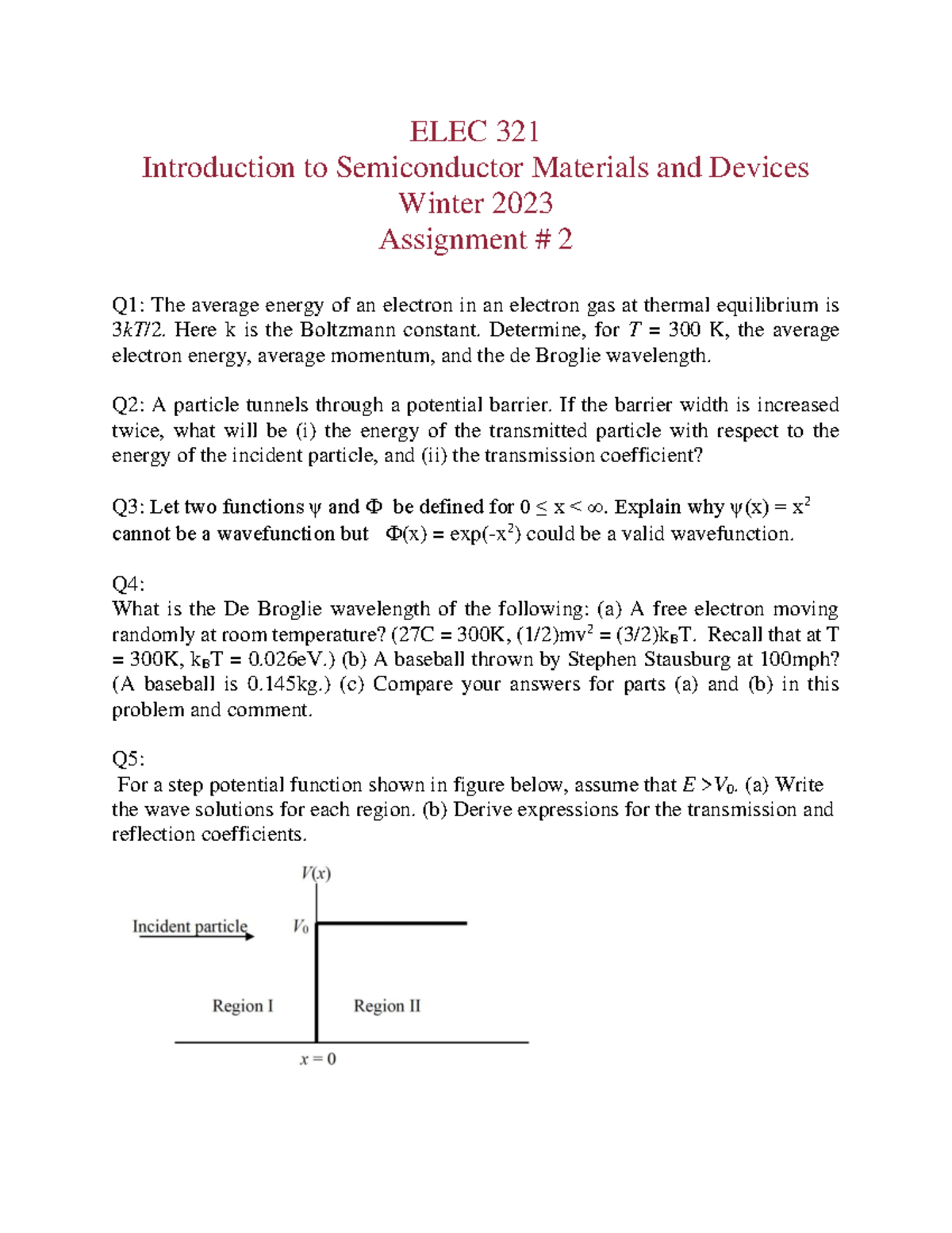 Assignment 2 Instructions - ELEC 321 Introduction to Semiconductor ...