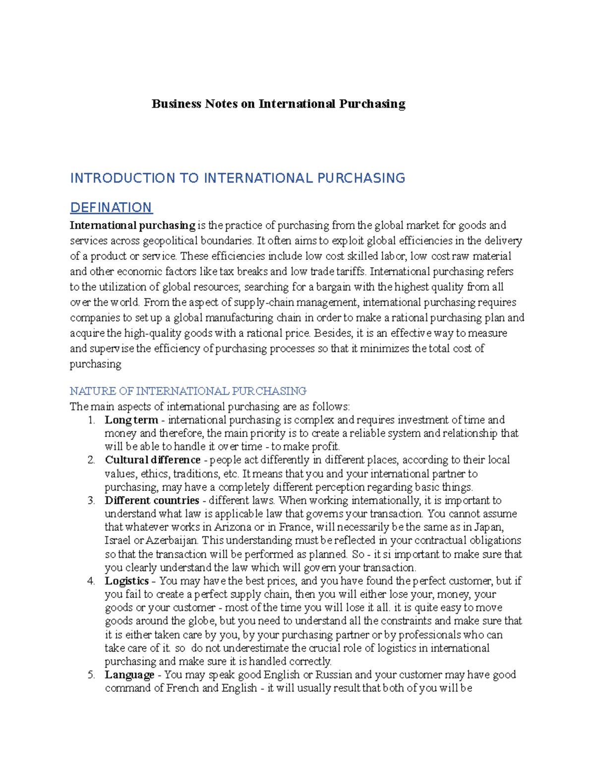 Business-notes-on-international-purchasing - Business Notes on ...