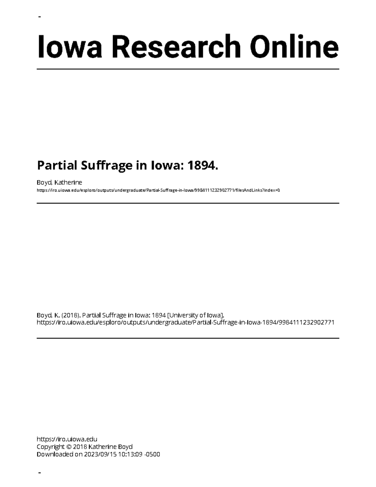 Partial Suffrage in Iowa 1894 - Partial Suffrage in Iowa: 1894. Boyd ...