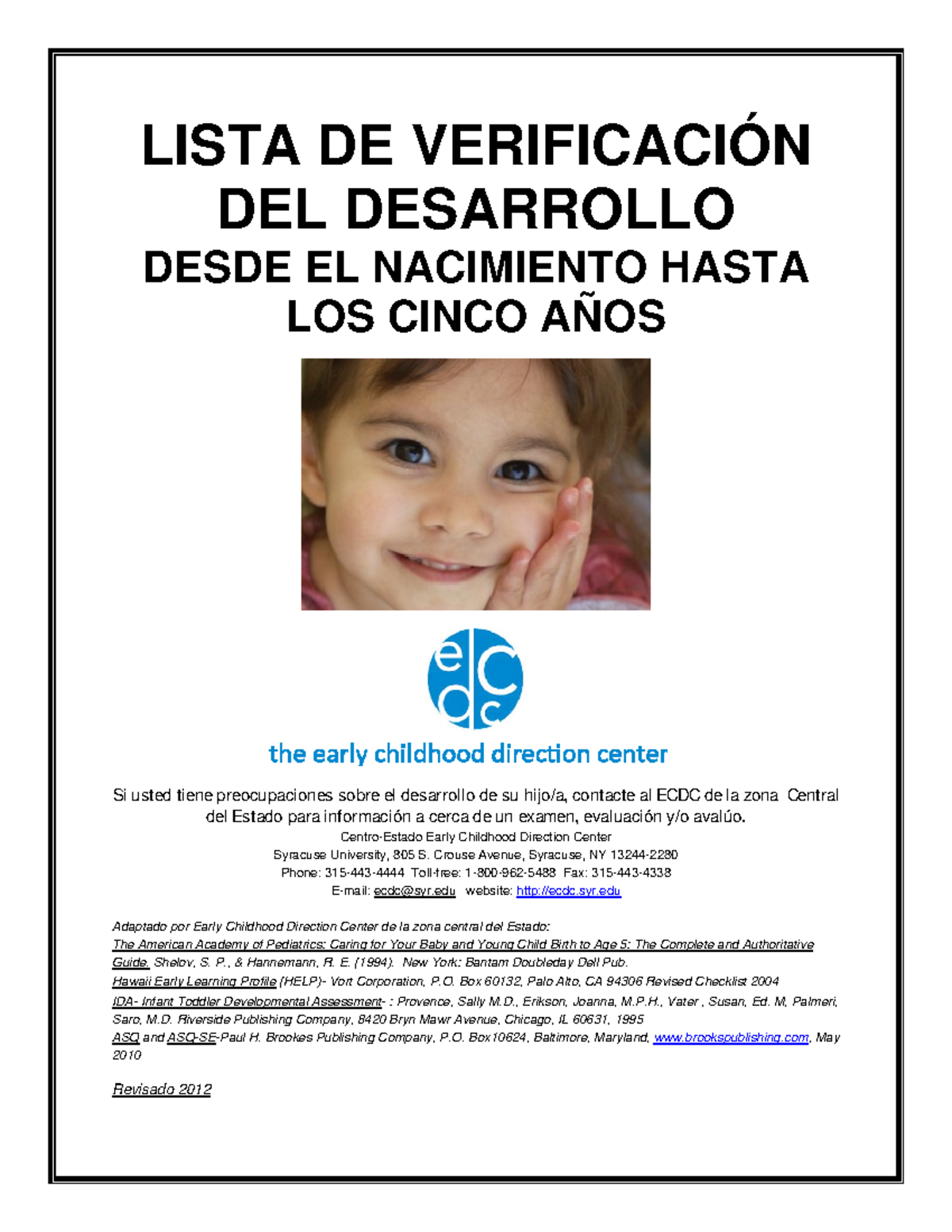 Developmentalchecklists-Spanish-updated-2012 Lista DE Verificación ...