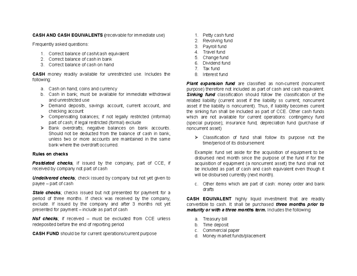 Cce note - CASH AND CASH EQUIVALENTS ( receivable for immediate use ...