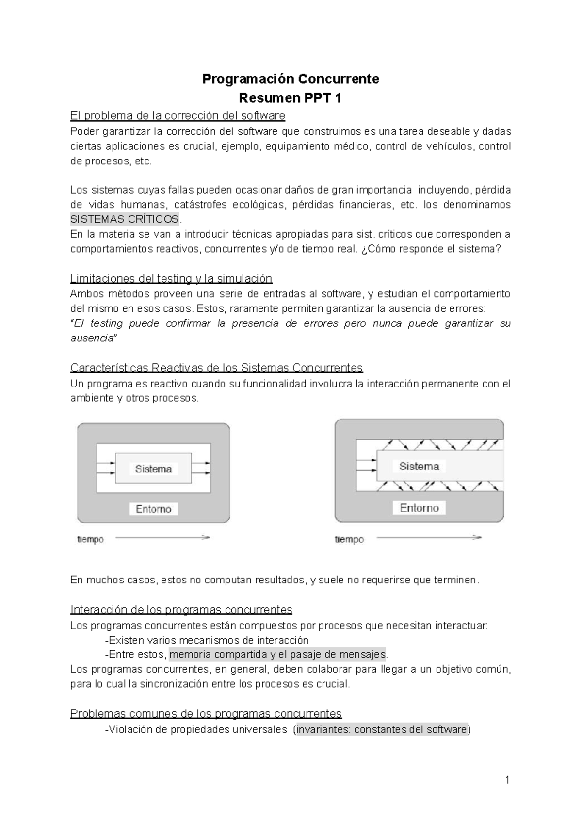 Resumen Concurrente - Programación Concurrente Resumen PPT 1 El problema de la corrección del ...