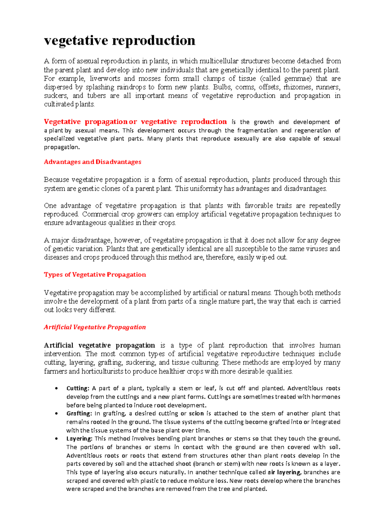 Vegetative reproduction - For example, liverworts and mosses form small ...